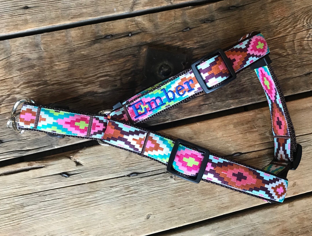 1" Width Personalized Dog Harness Any Pattern, Name Color, Med or Lg ...