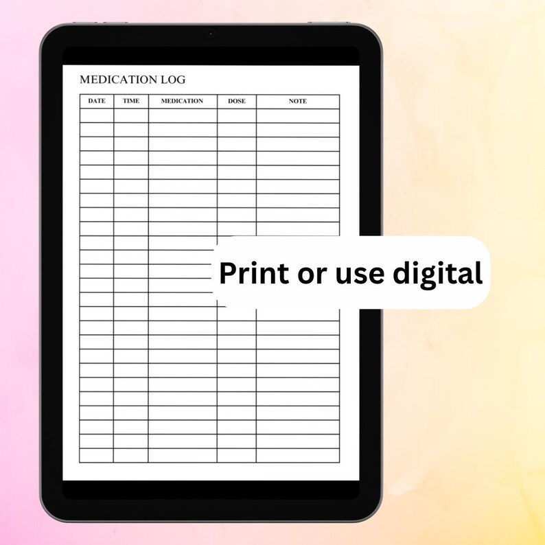 Medication Tracker Printable, Daily Medical Log, Medicine Tracker, Pill ...