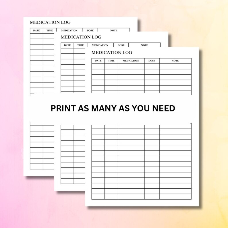 Medication Tracker Printable, Daily Medical Log, Medicine Tracker, Pill ...