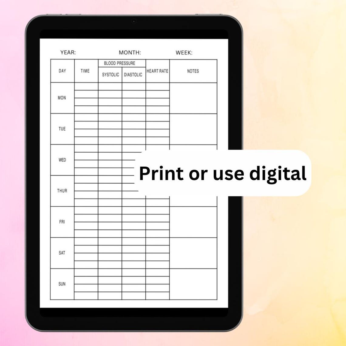 Blood Pressure Log Printable, Heart Rate Tracker Chart, Medical Blood ...