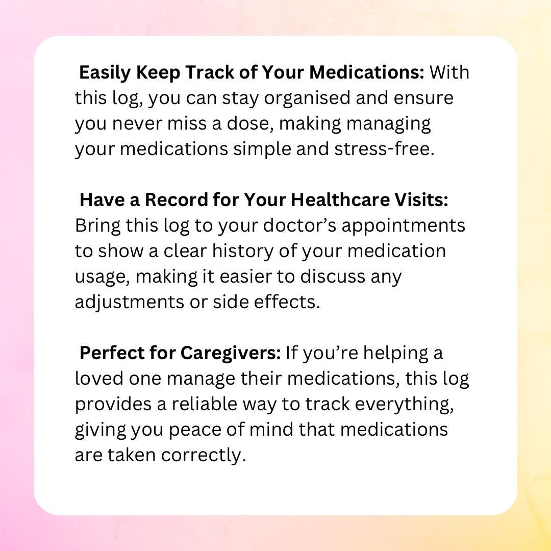 Medication Tracker Printable, Daily Medical Log, Medicine Tracker, Pill ...