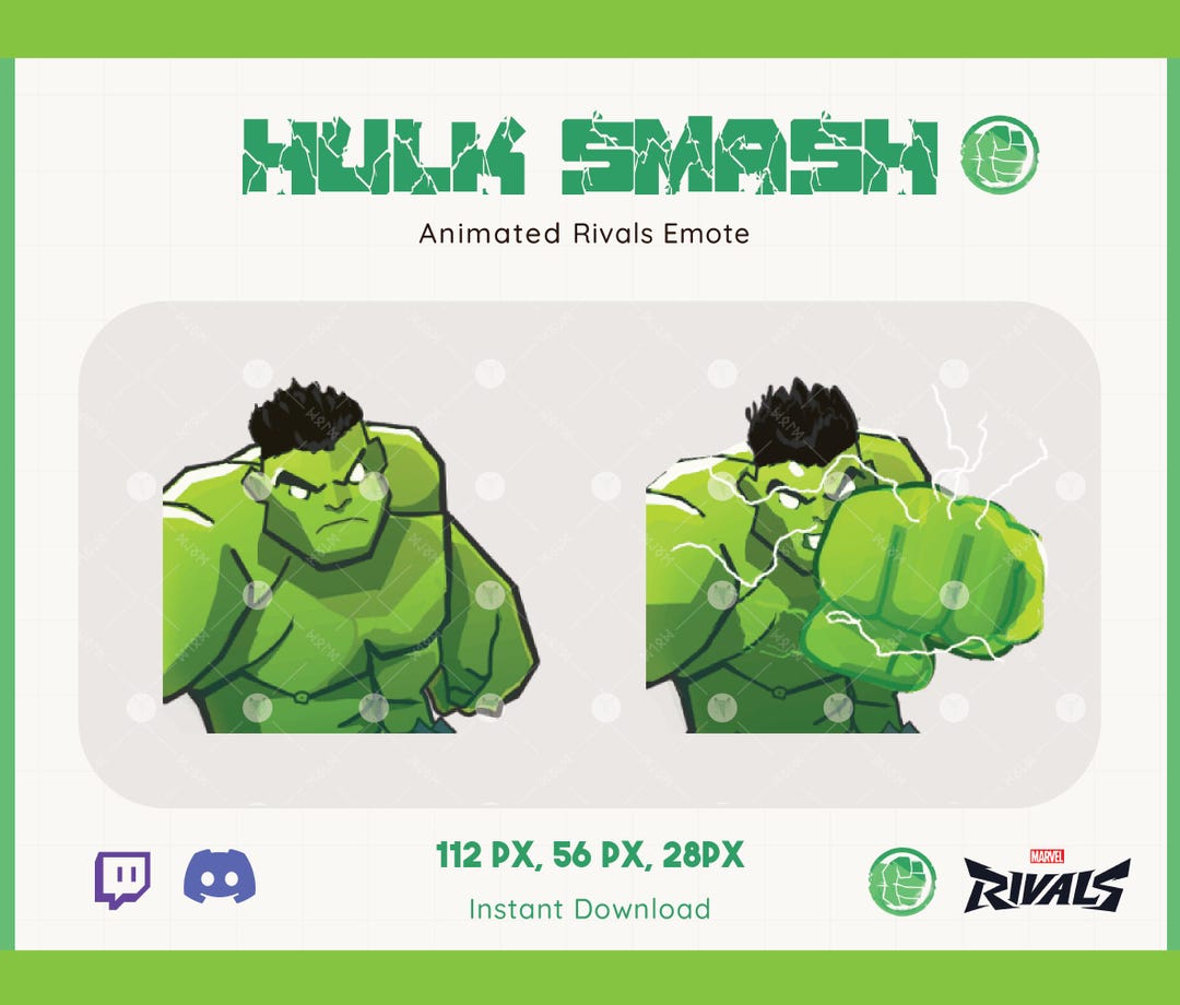 Hulk Smash Animated Emote Marvel Rivals – Twitch & Discord, Hulk Punch ...