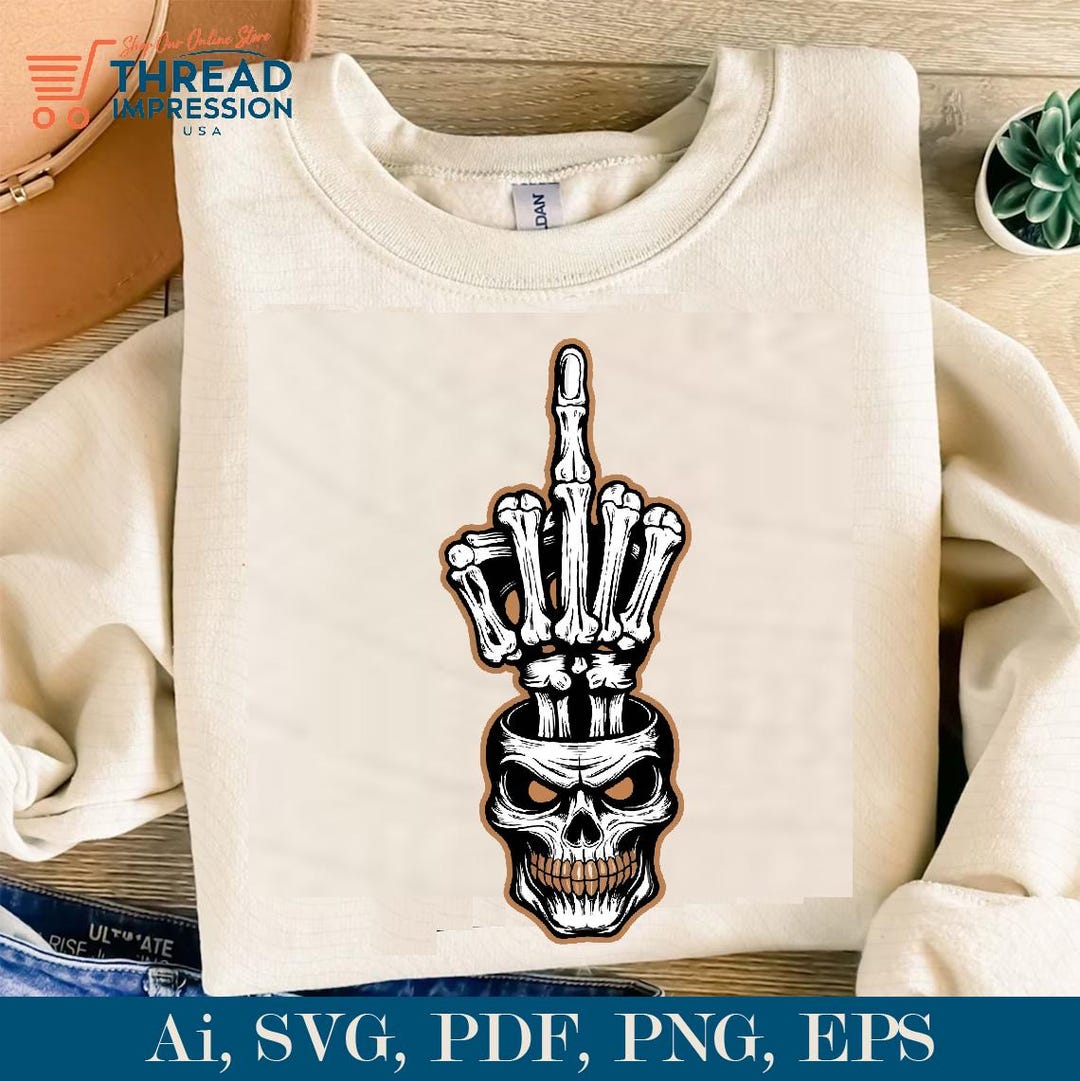 Skeleton Middle Finger SVG, Skull Middle Finger Design SVG, Middle ...