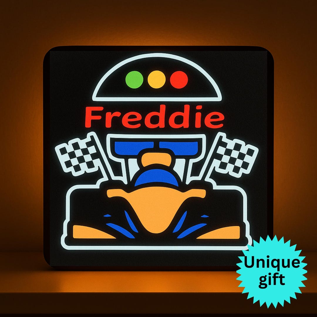 Personalized F1 Race Car LED Night Light, Custom Kids Bedroom Decor ...