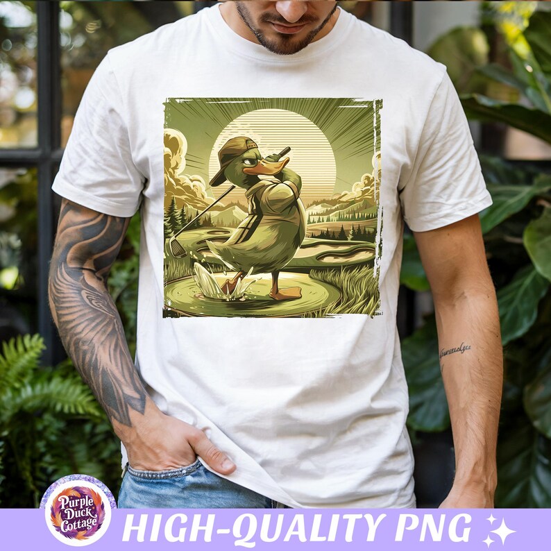 Mallard Duck PNG Vintage Golf Shirt Sublimation Golfer Dad Gift Golfing ...