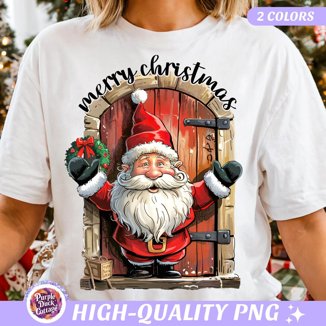 Preppy Santa PNG Merry Christmas Holiday Shirt PNG Retro Santa Claus ...