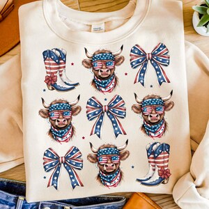 American Cowgirl Png, Coquette 4th of July Png, Highland Cow Png, Girly ...