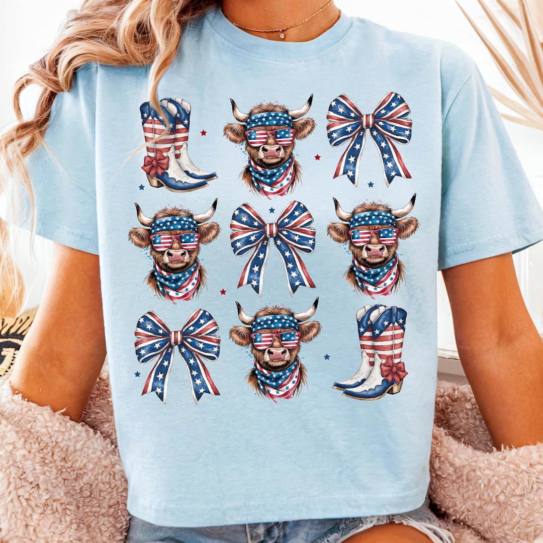 American Cowgirl Png, Coquette 4th of July Png, Highland Cow Png, Girly ...