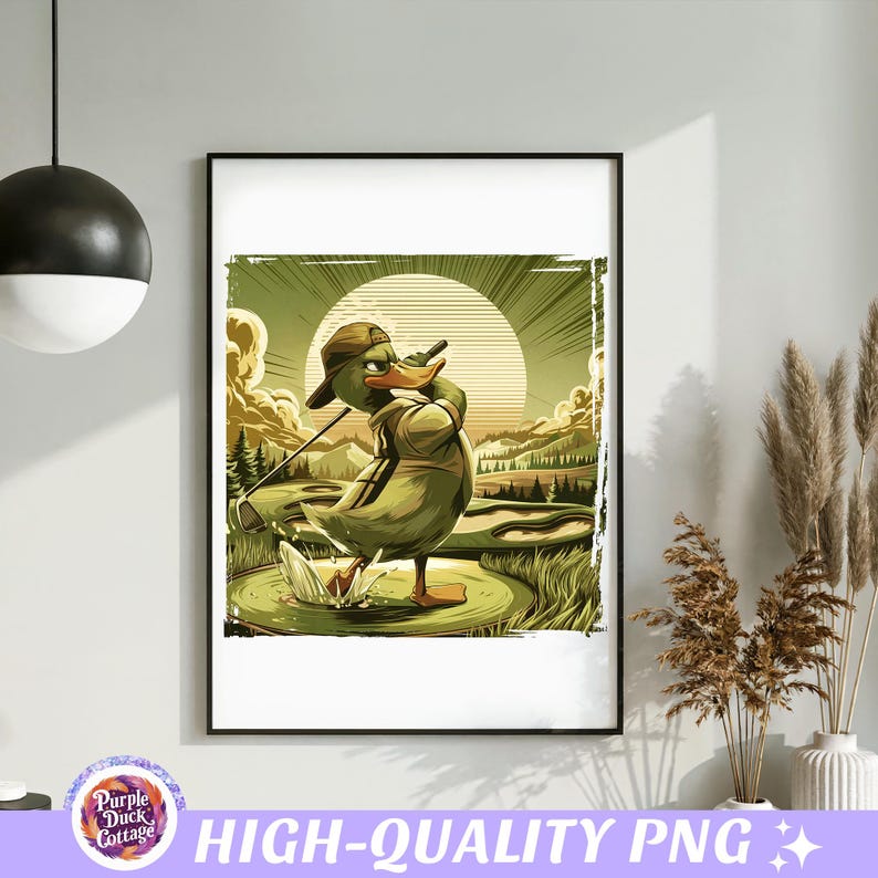Mallard Duck PNG Vintage Golf Shirt Sublimation Golfer Dad Gift Golfing ...