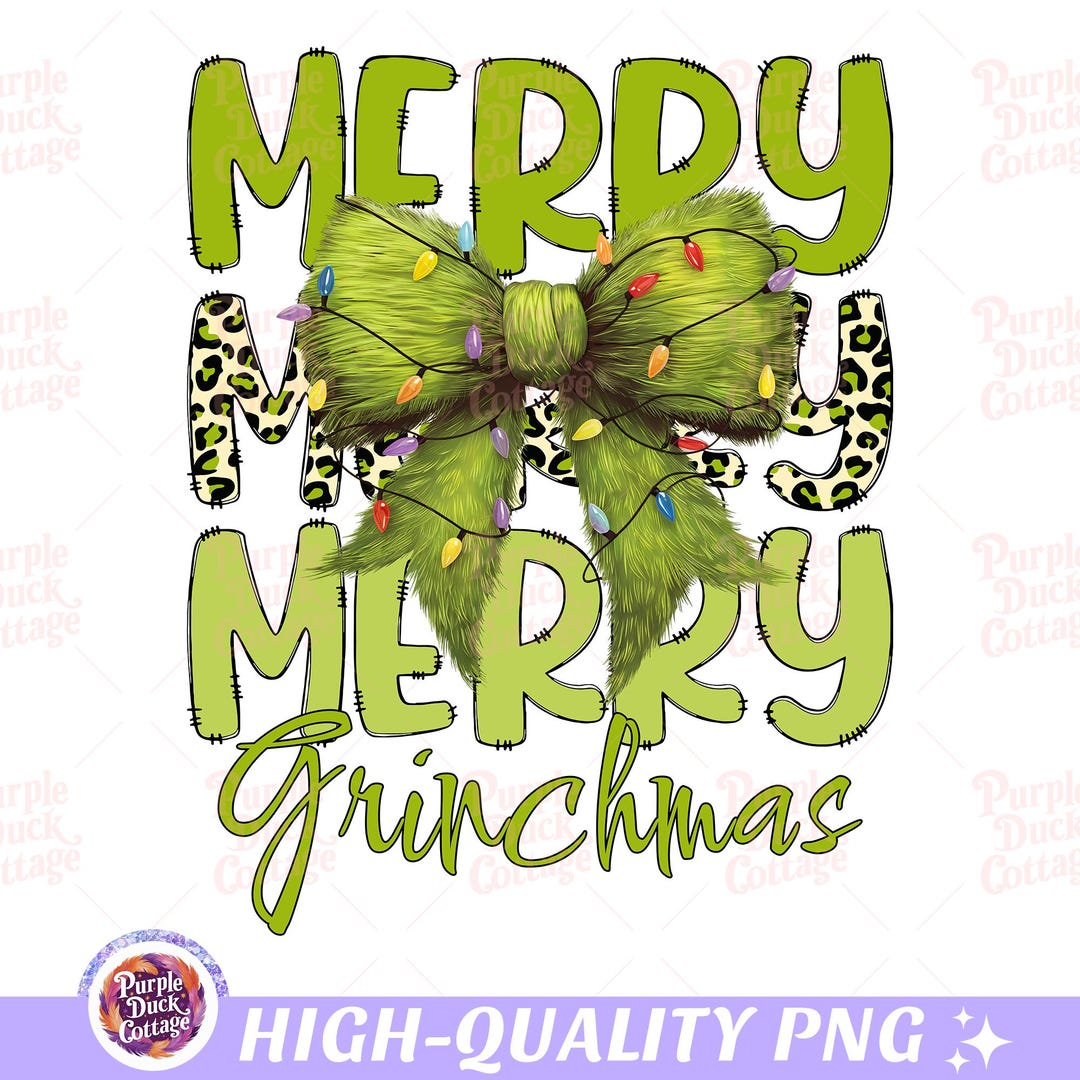 Merry Grinchmas Png Sublimation Design Merry Christmas Png Coquette Bow ...