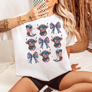 American Cowgirl Png, Coquette 4th of July Png, Highland Cow Png, Girly ...