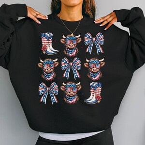 American Cowgirl Png, Coquette 4th of July Png, Highland Cow Png, Girly ...