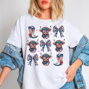 American Cowgirl Png, Coquette 4th of July Png, Highland Cow Png, Girly ...