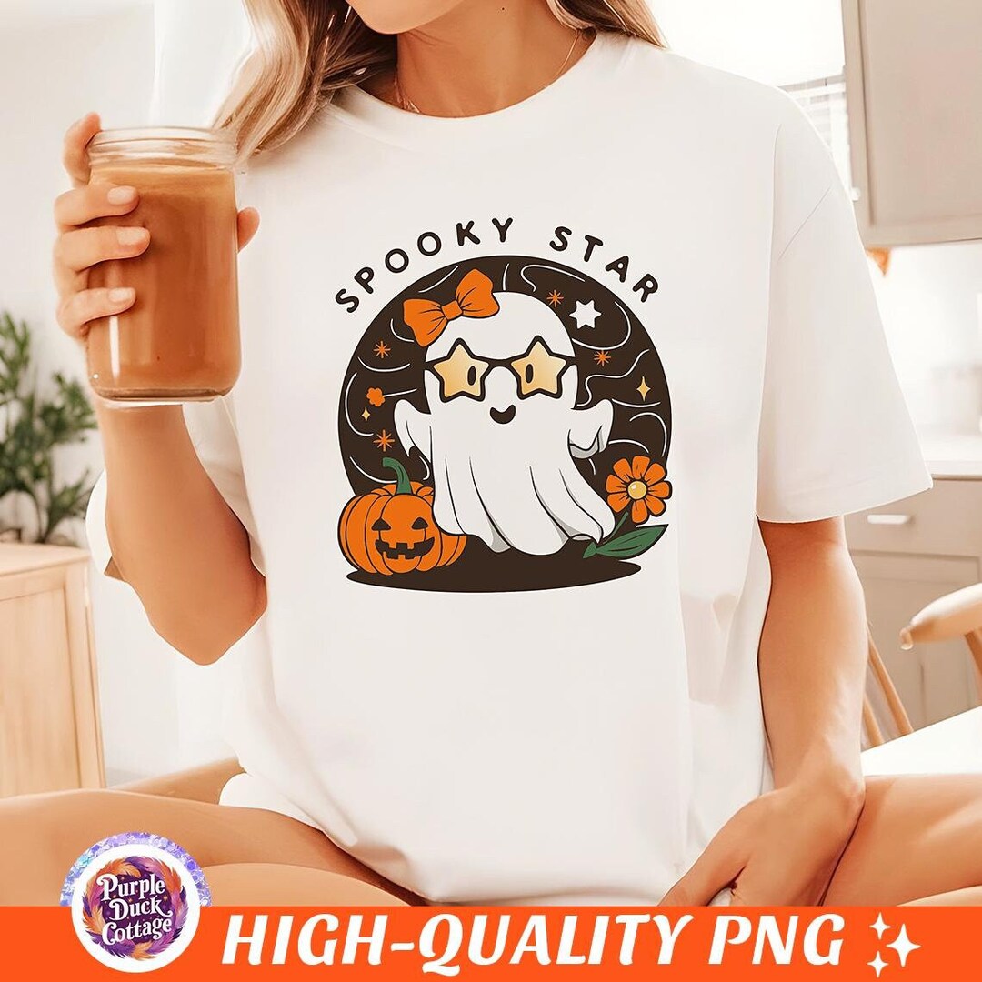 Spooky Star Cute Ghost PNG Funny Halloween PNG Fall Autumn Sublimation ...