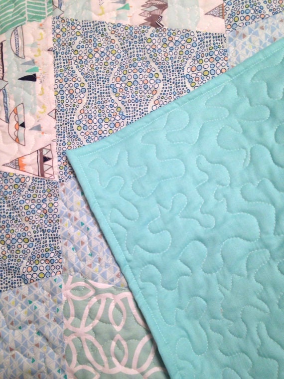 Teal Trapezoid Quilt 36.5x 39 | Etsy