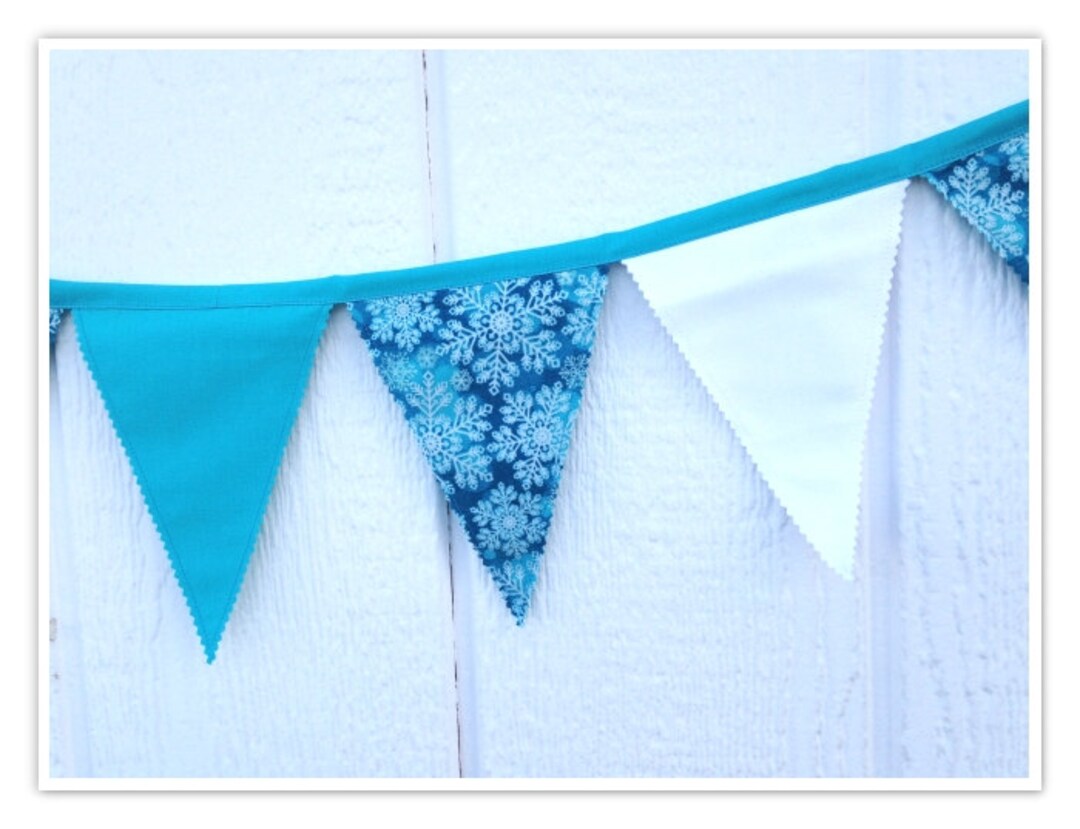 Snowflake Banner, Snow Queen Banner, Inspired by Frozen, Bunting, Teals ...