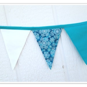 Snowflake Banner, Snow Queen Banner, Inspired by Frozen, Bunting, Teals ...