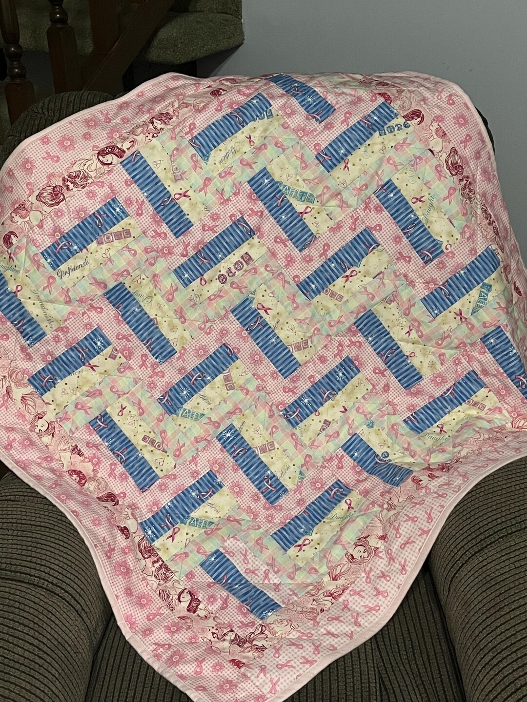 Pink Ribbon Lap Quilt, 36” X 36” - Etsy
