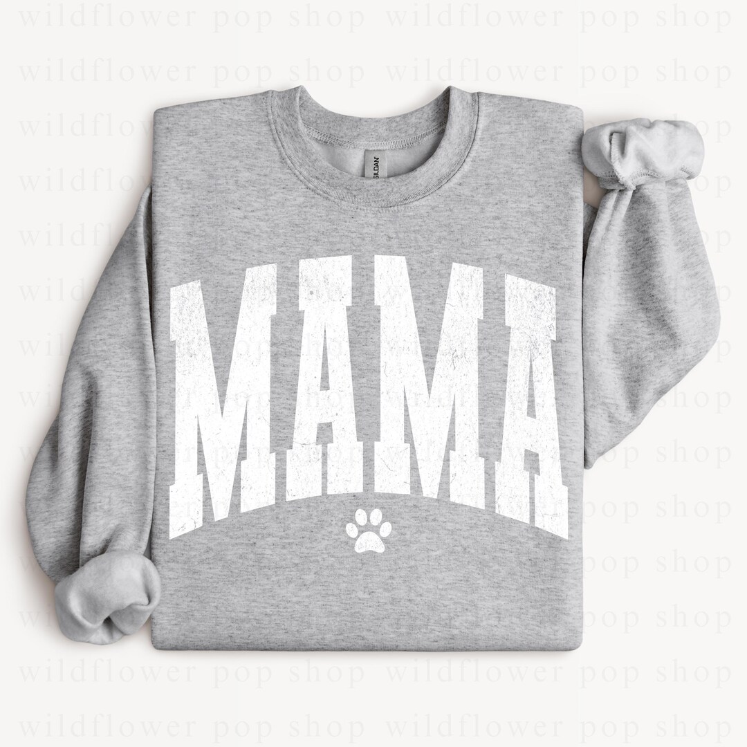 Mama PNG With Paw Print | White Distressed Pet Lover Design | Dog Mom ...