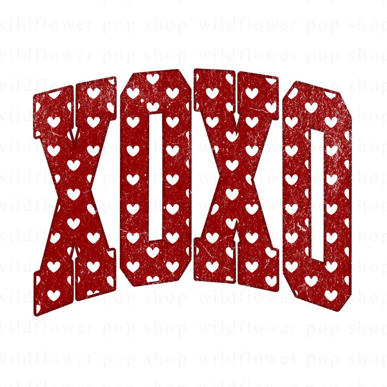 XOXO Valentines Hearts Red PNG | Heart Filled Distressed & Non ...