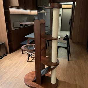 High-end Cat Tree Tower Modern Wooden Cat Furniture Cat Scratching Tree ...