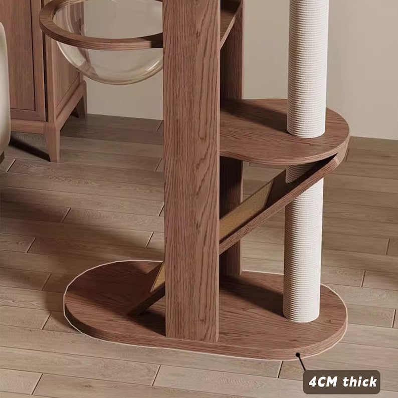 High-end Cat Tree Tower Modern Wooden Cat Furniture Cat Scratching Tree ...
