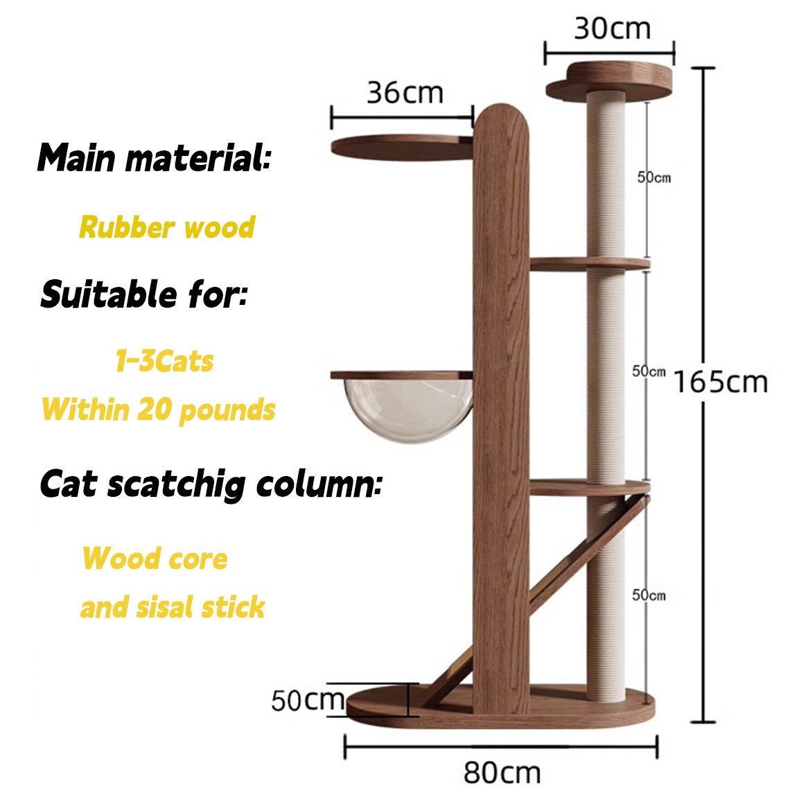 High-end Cat Tree Tower Modern Wooden Cat Furniture Cat Scratching Tree ...