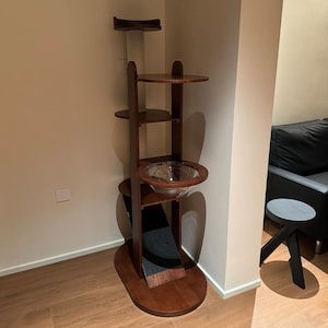 High-end Cat Tree Tower Modern Wooden Cat Furniture Cat Scratching Tree ...