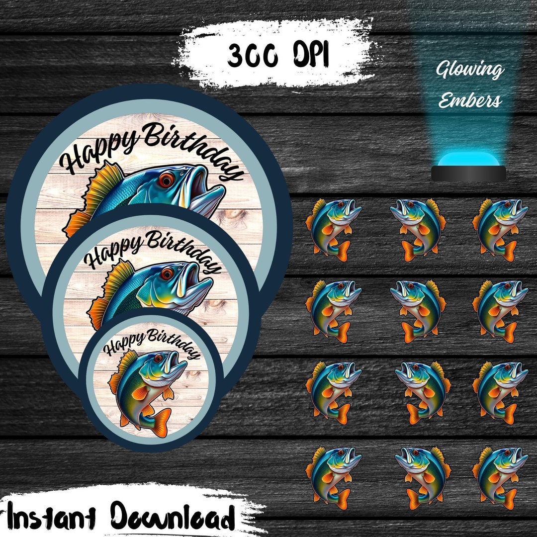 Bass Fish Toppers, Bass Cake Topper, Bass Cupcake Toppers, Bass Fish ...