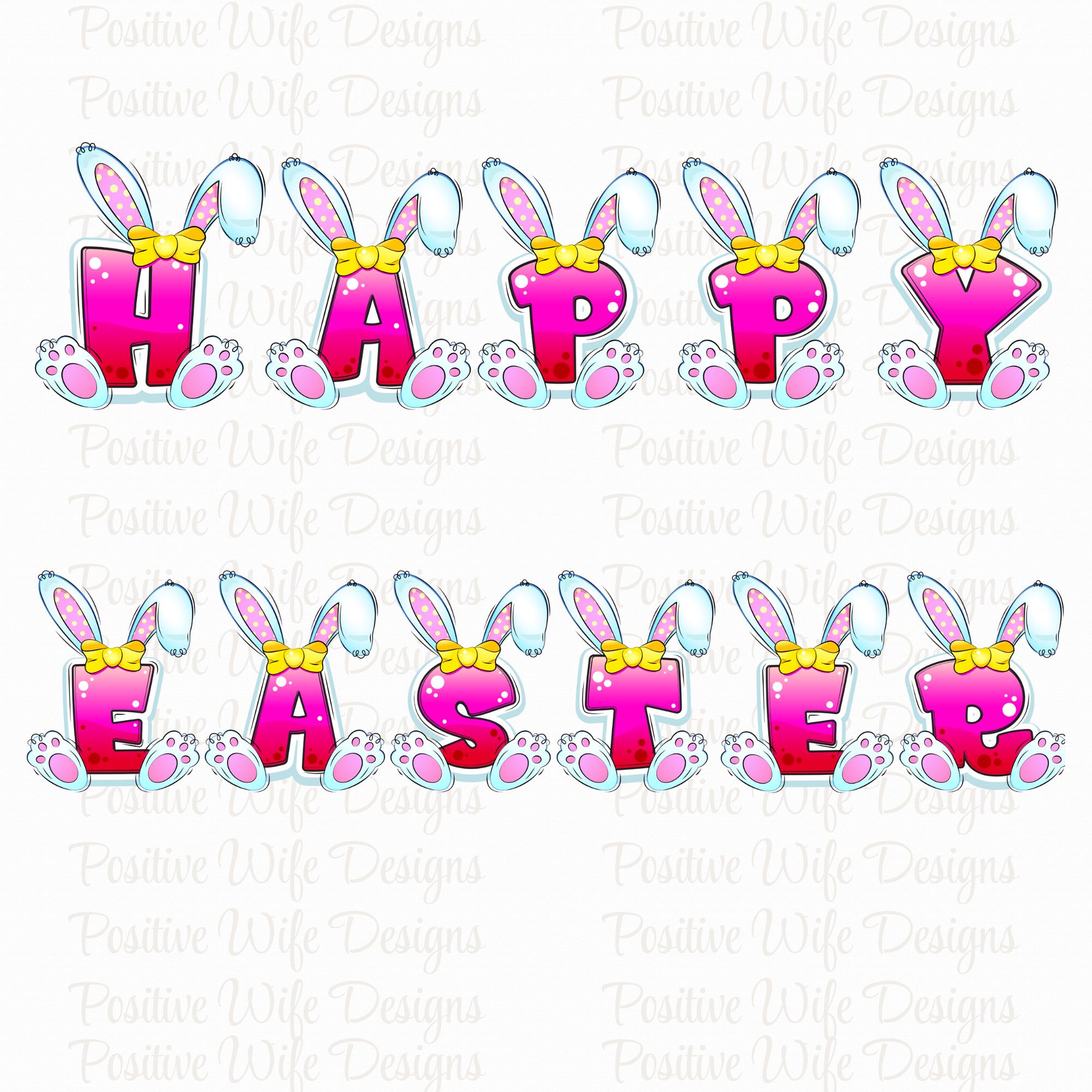 Pink Bunny Printable, Pink Easter Bunny Printable, Pink Happy Easter ...
