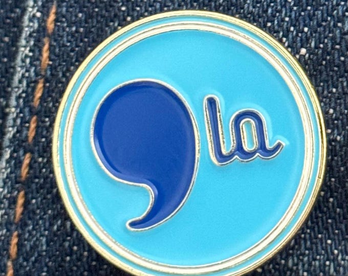 Comma-la Enamel 1" Lapel Pin, in Blue Colors From Kamala Harris ...
