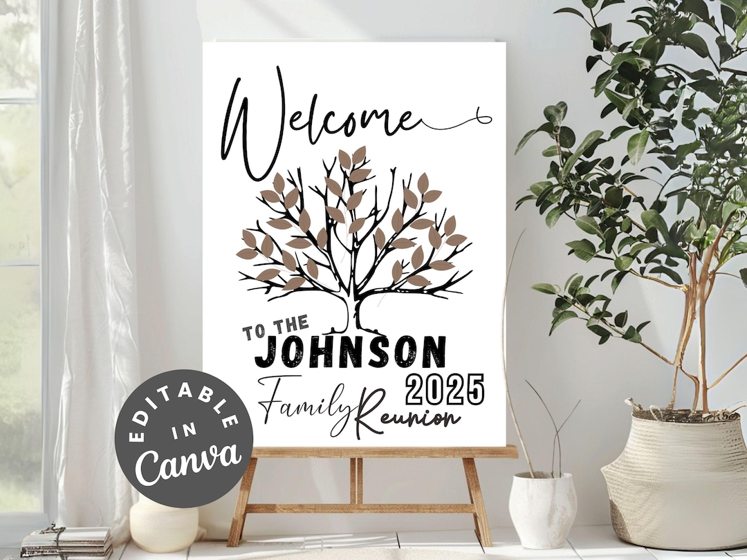 Black Family Reunion Welcome Sign, Personalized Family Gathering Decor ...