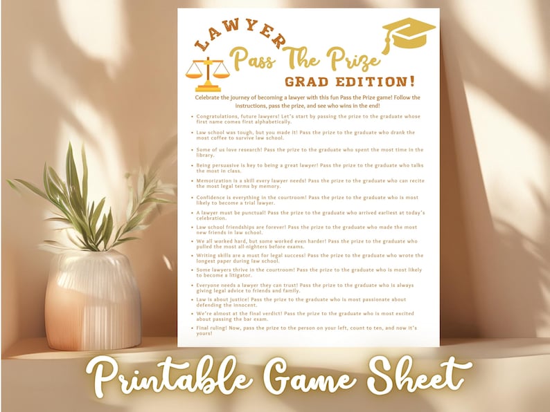 Law School Graduation Party Game Bundle Printable Lawyer Grad Pass the ...