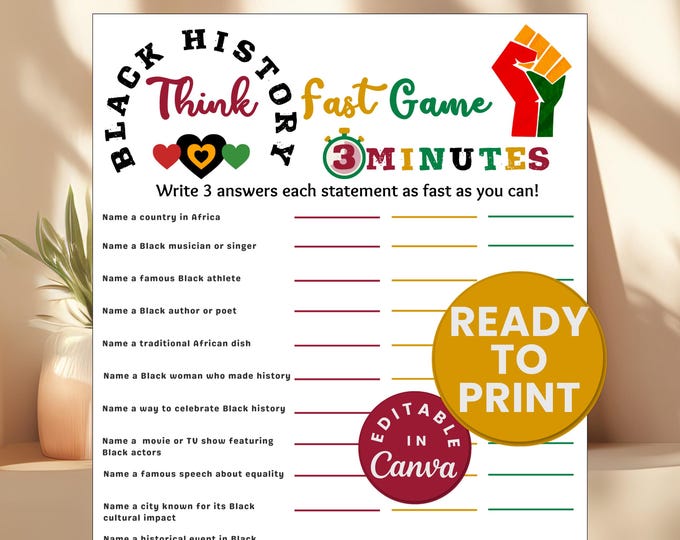 Black History Jeopardy, Black History Trivia Game, African American ...