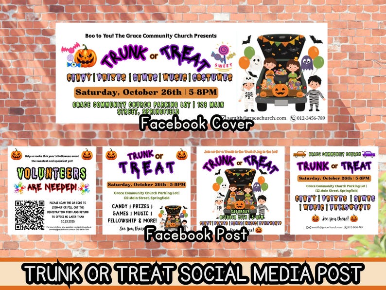 Editable Trunk or Treat Bundle Church Halloween Party Fundraiser Event ...