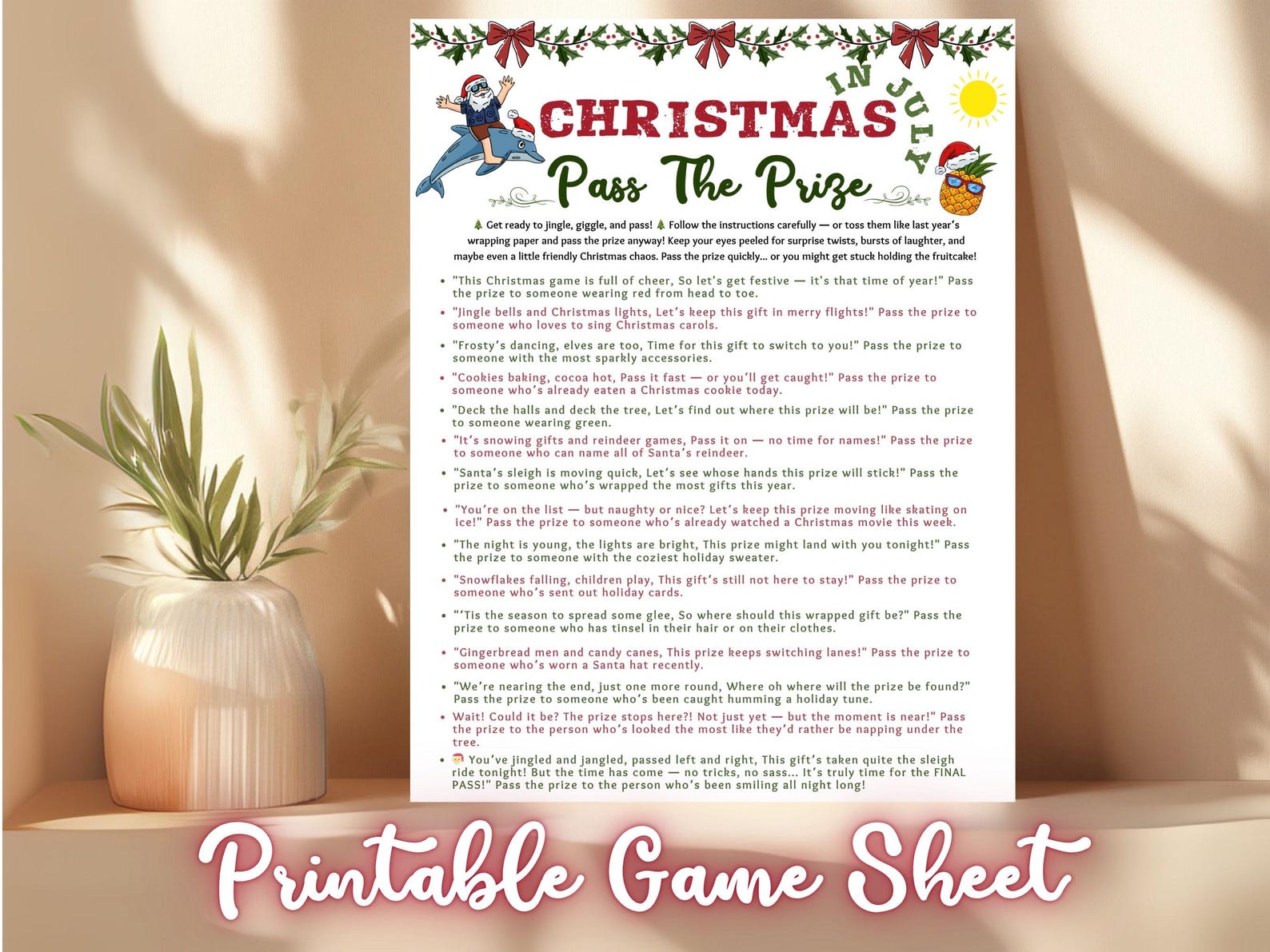 Christmas in July Game Bundle, Fun Printable Activities for Summer ...