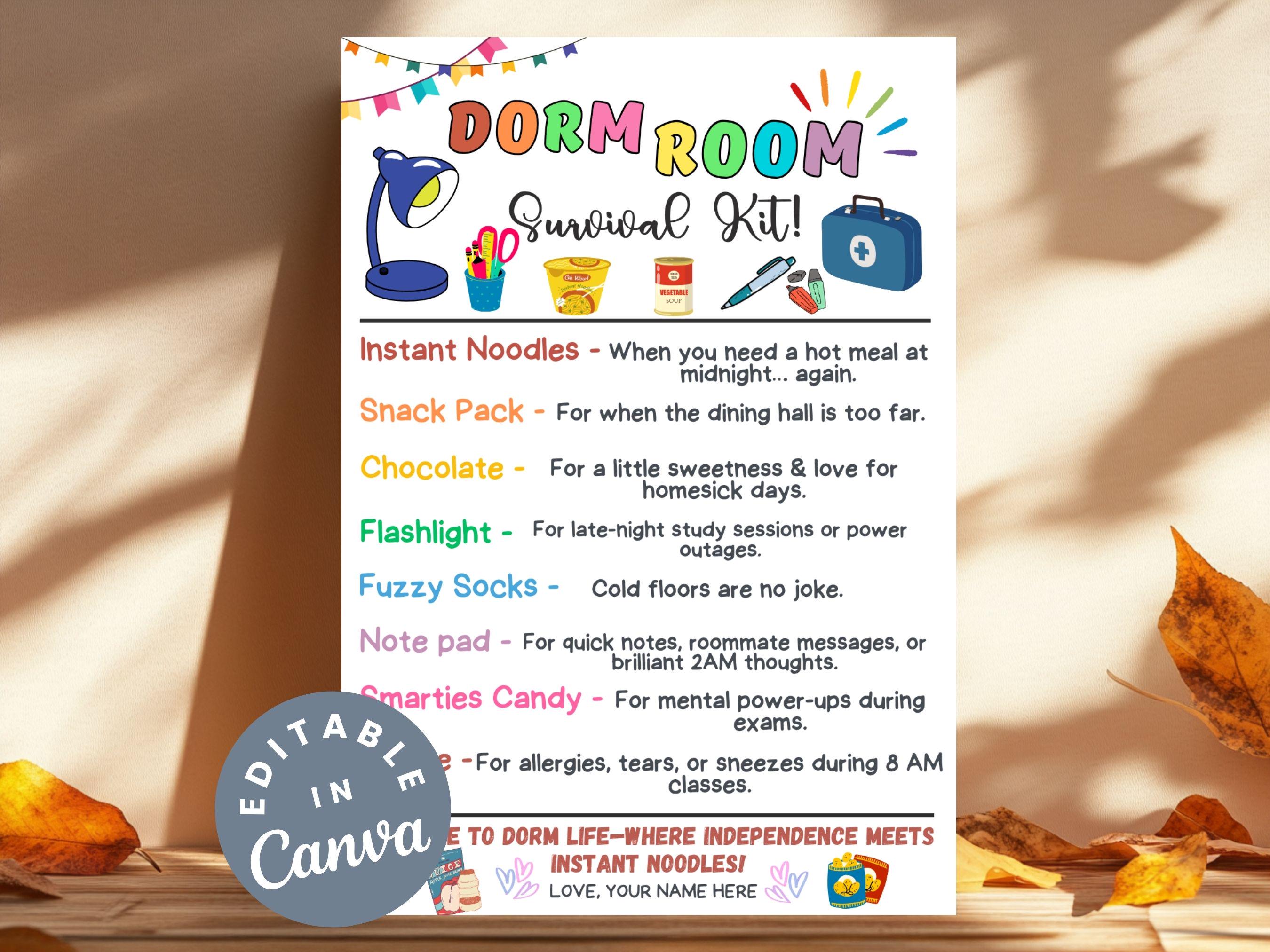 Dorm Room Survival Kit Tags Printable College Care Package, Back to ...