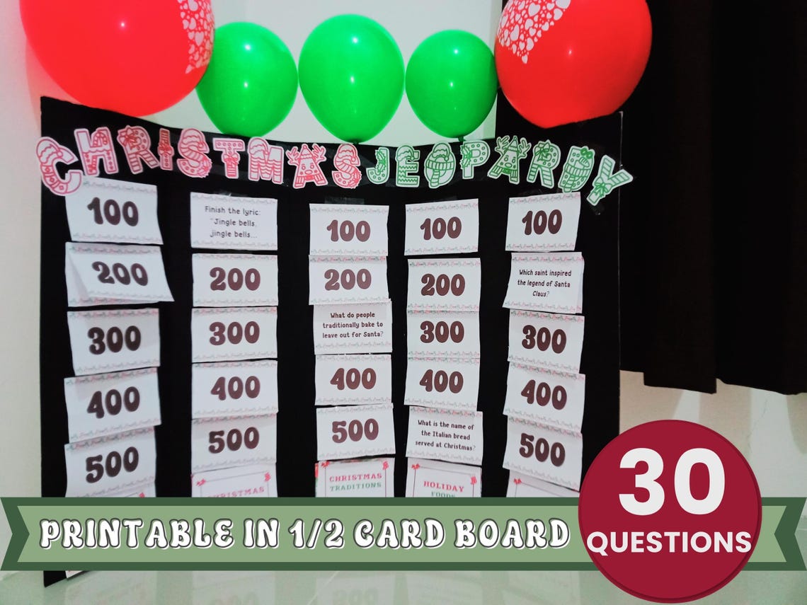 Christmas Jeopardy Game Printable Holiday Jeopardy Template Christmas ...