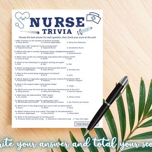 Nurse Appreciation Week Trivia Game Fun Gifts for Medical Staff Thank ...
