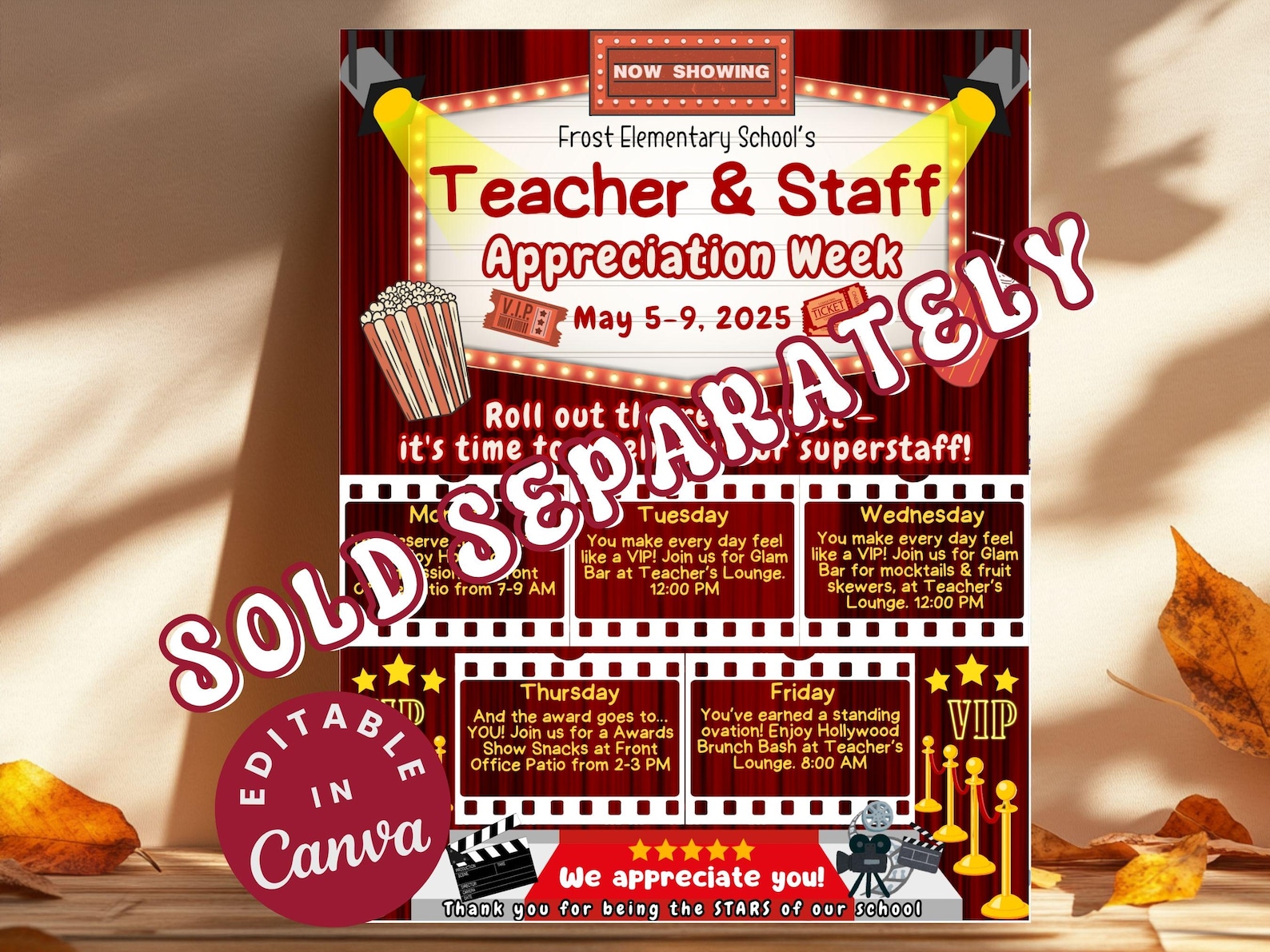 Hollywood Movie Theme Teacher Appreciation Banner Vinyl, Personalized ...
