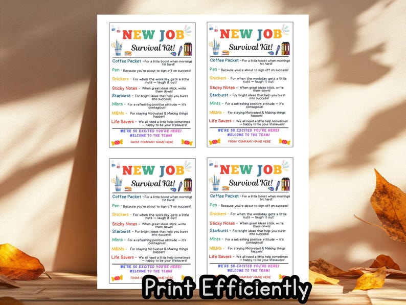 New Employee Survival Kit Tags New Job Employee Welcome Gift Tags First ...