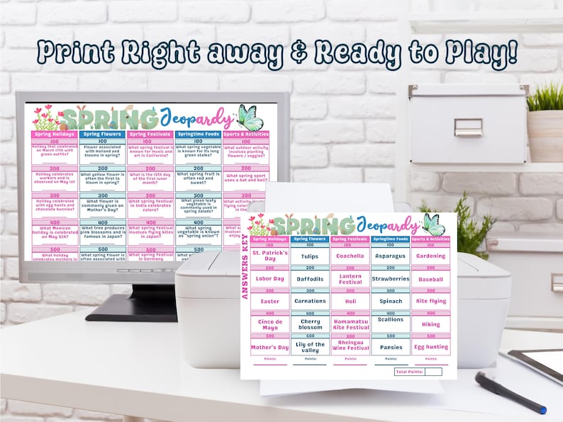 DIY Spring Game Sheet Jeopardy Printable Games for Kids Classroom ...