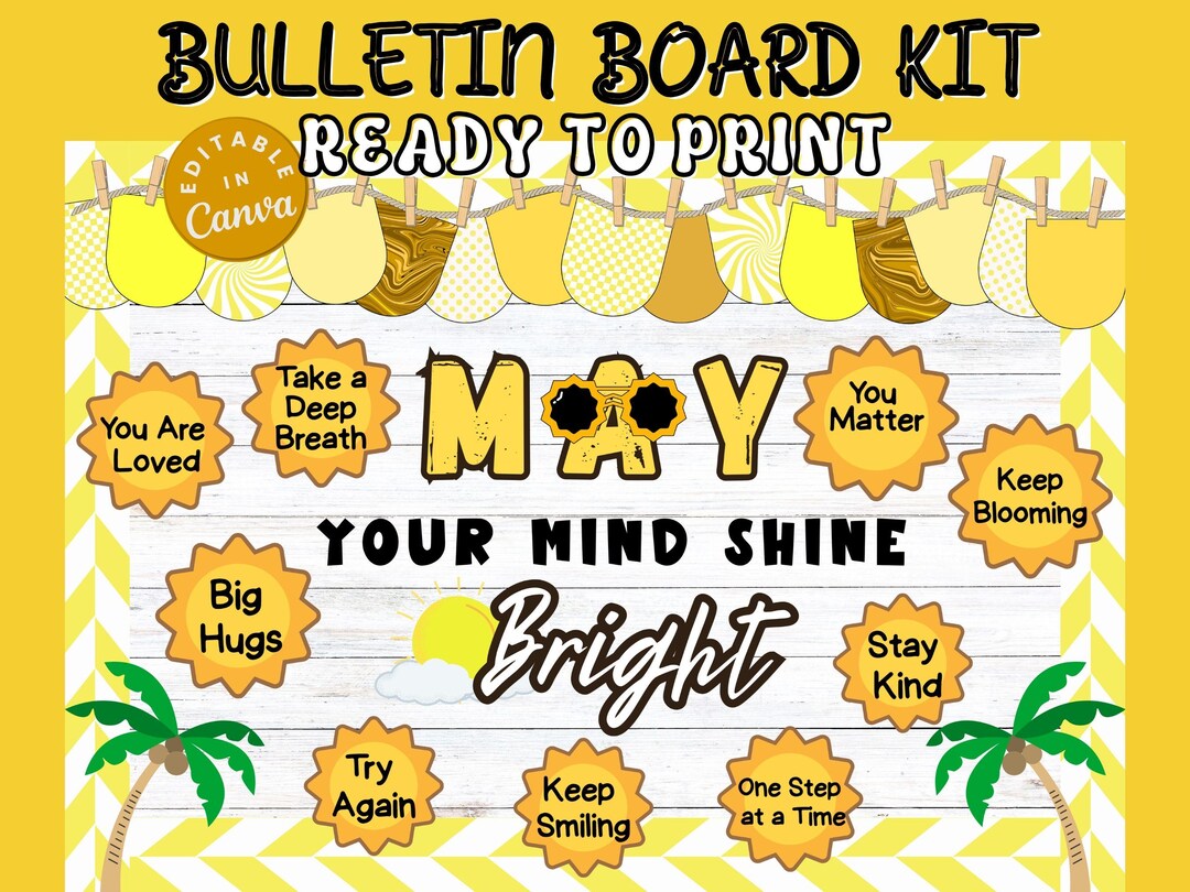 May Mental Health Bulletin Board Kit, Printable End of Year Bulletin ...