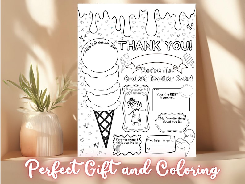 Ice Cream Teacher Appreciation Week Card Printable Flyer Summer Kids ...