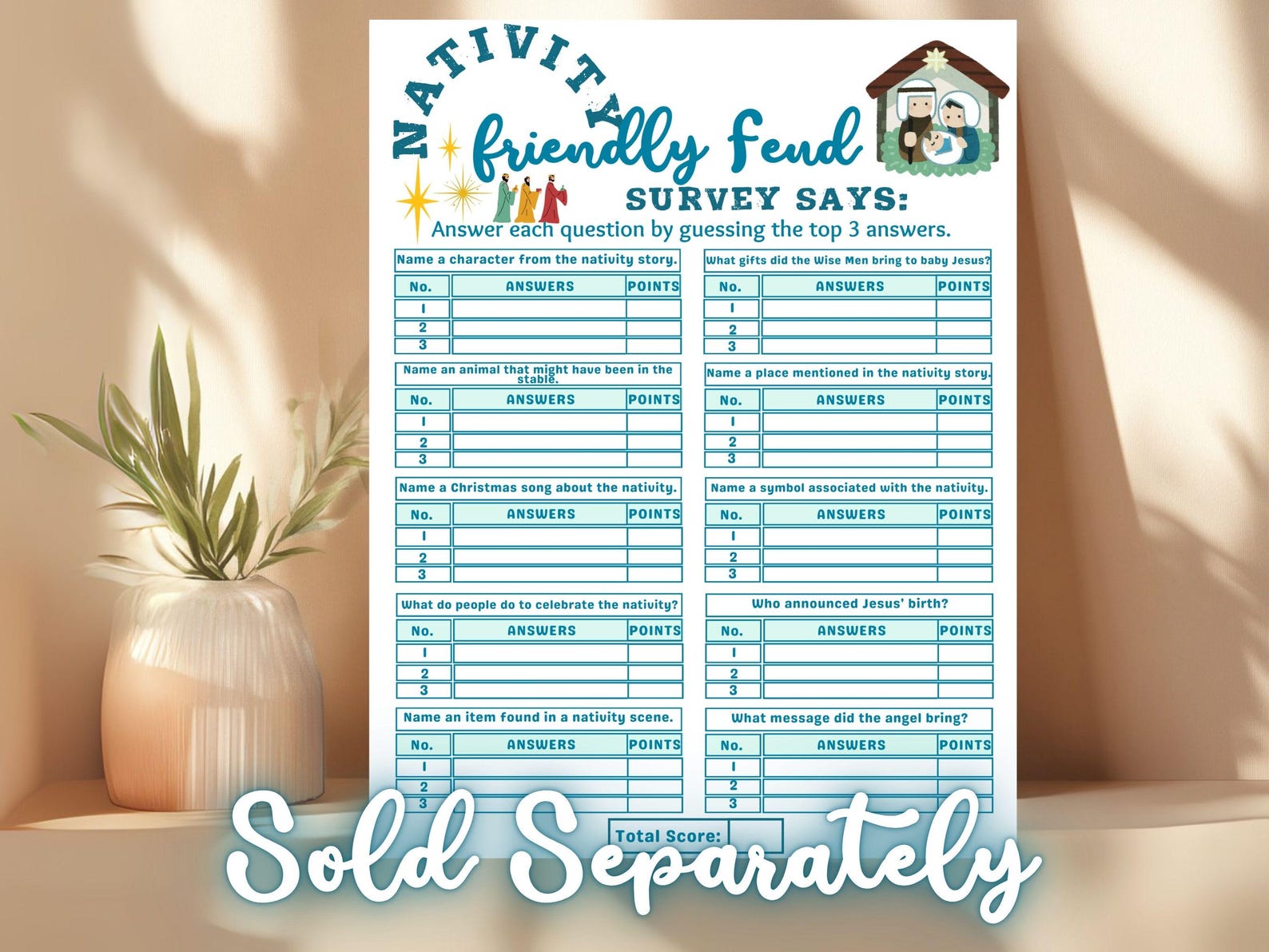 Nativity Jeopardy Game Sheet Printable Christmas Jeopardy Game Bible ...