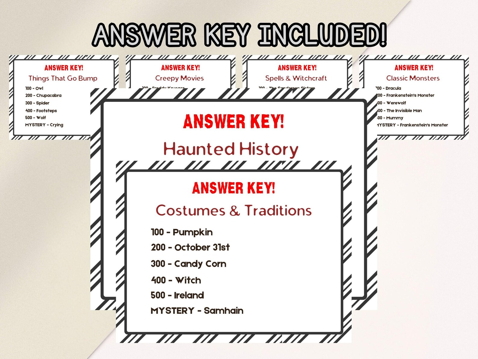 Printable Halloween Trivia Jeopardy Game Sheet Holiday Trivia Fun ...