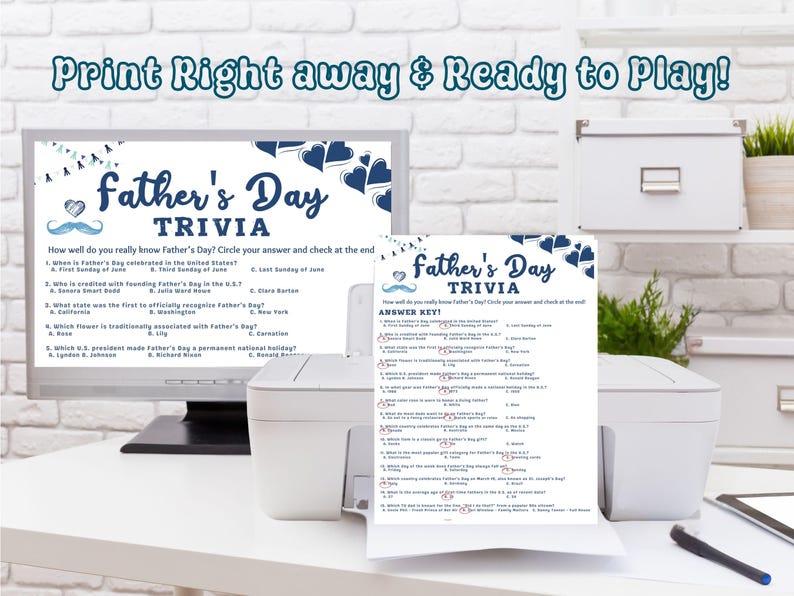 Fathers Day Trivia Game, Printable Family Fun, Interactive Party Game ...