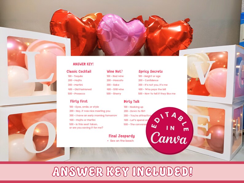 Drunk Jeopardy Board Game DIY Printable Banner Galentines Drinking ...