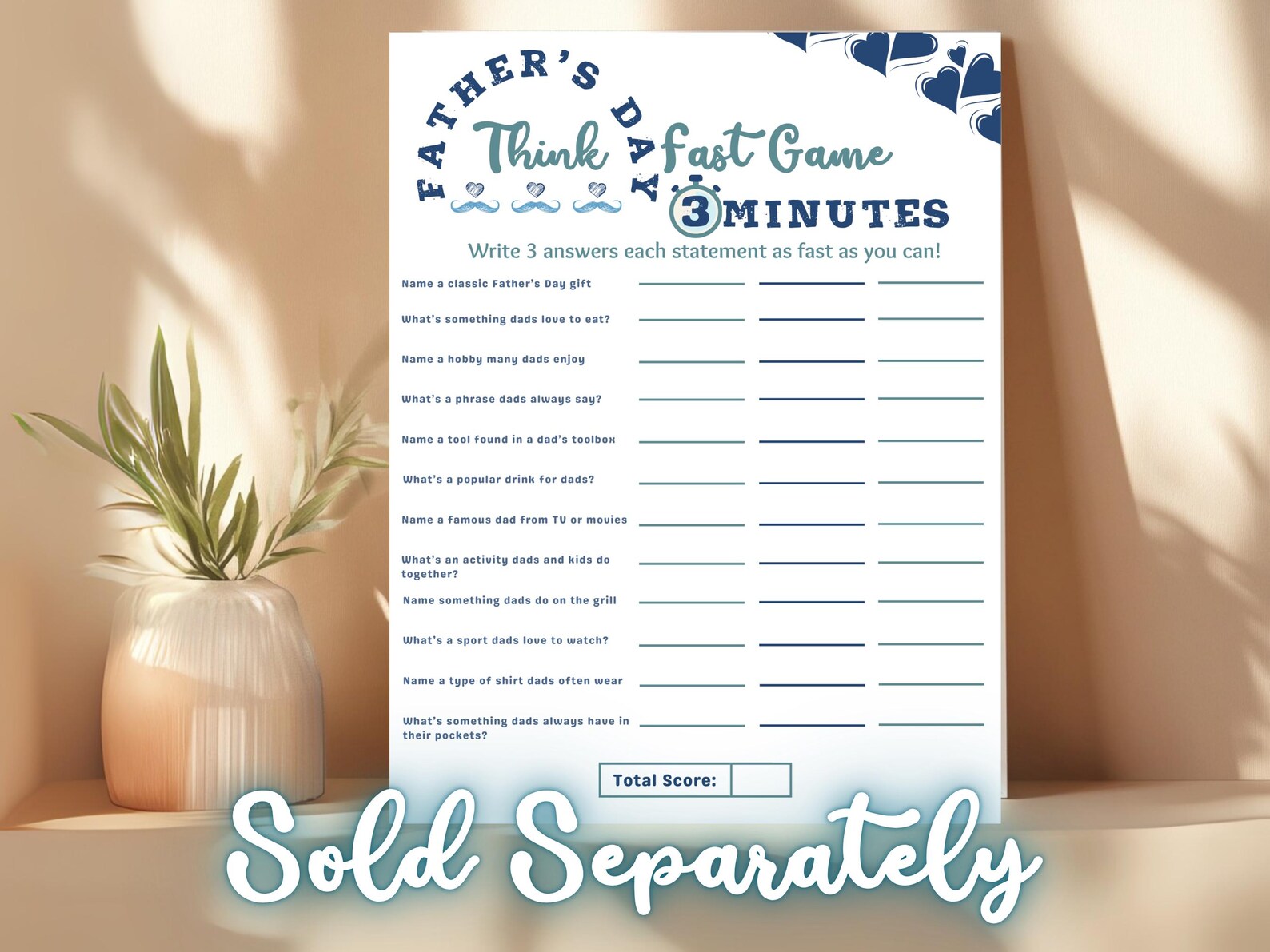 Printable Fathers Day Friendly Feud Game DIY Dad Birthday Party Games ...