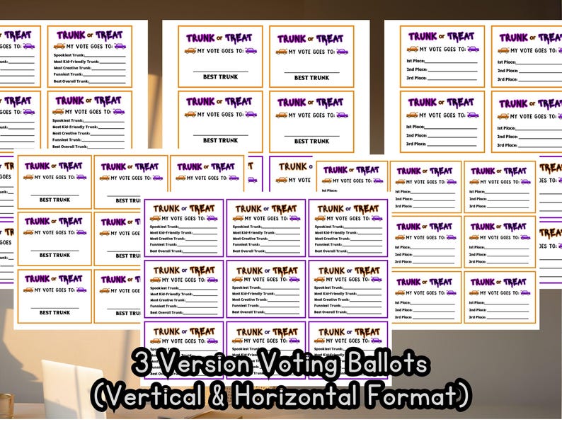 Trunk or Treat Voting Ballots Card Cast Your Vote Sign Bundle Church ...